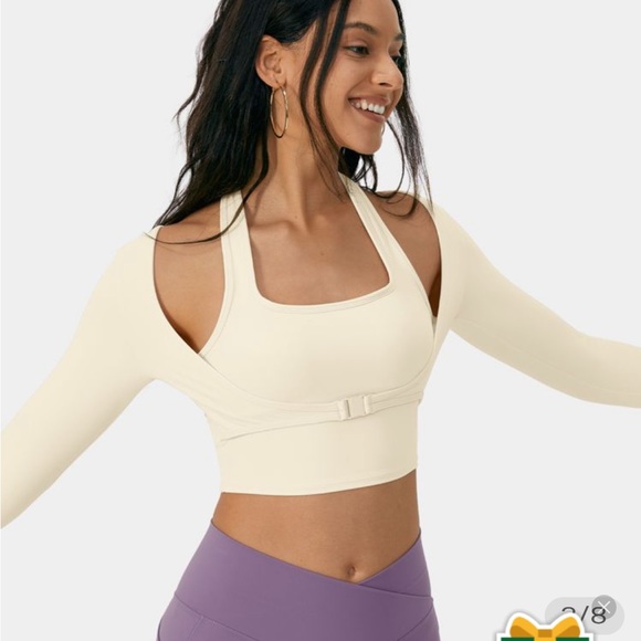 Halara Tops Halara Nwt Fabric Halter Thumb Hole Long Sleeve Cropped